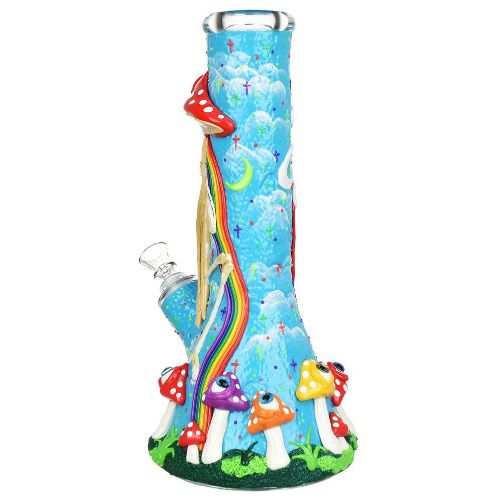 Sneaky Skeleton And Watchful Fungi Glow In Dark Beaker Water Pipe-12.5 ...